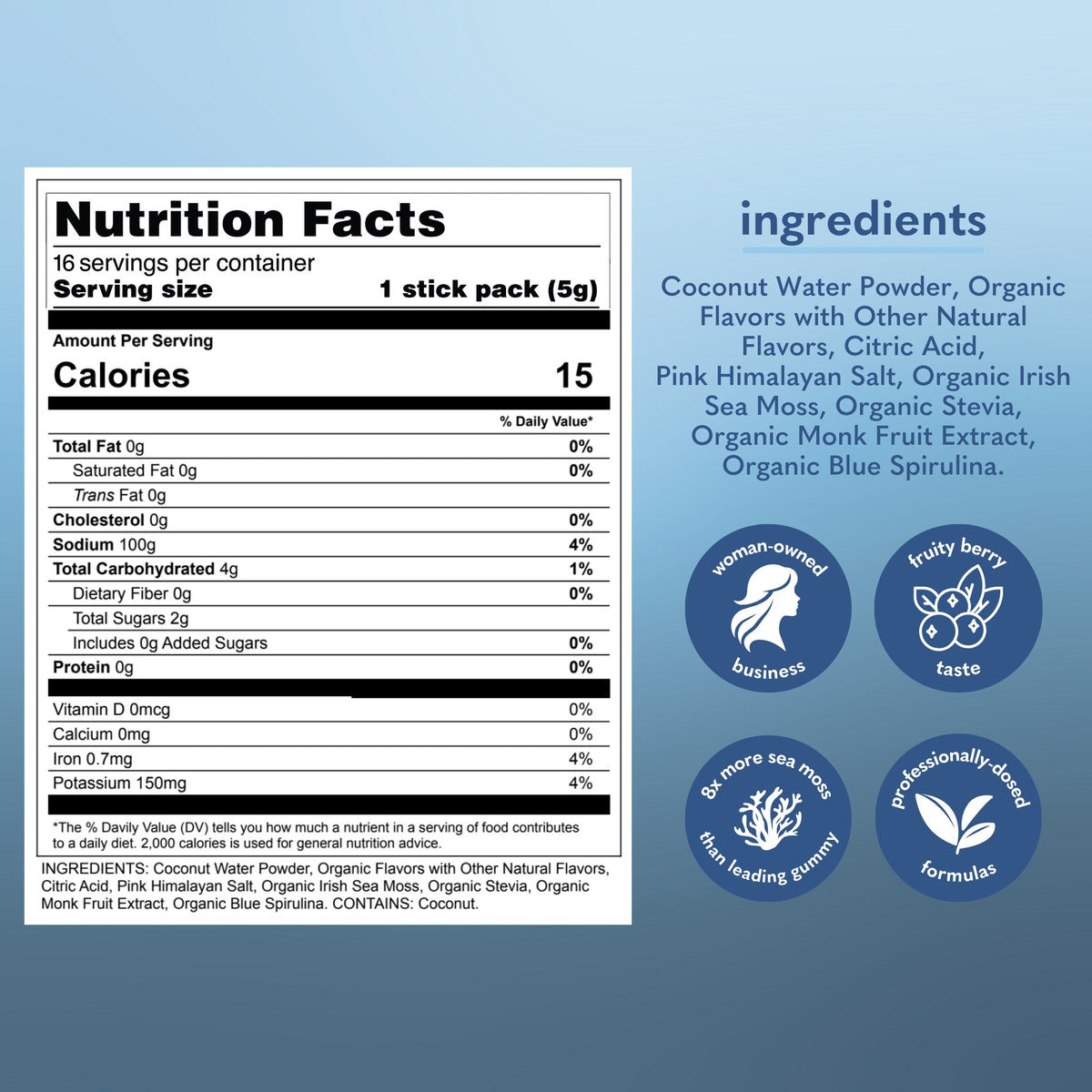 Super Berry Sea Moss Refresher (16 Stick Pack Pouch)